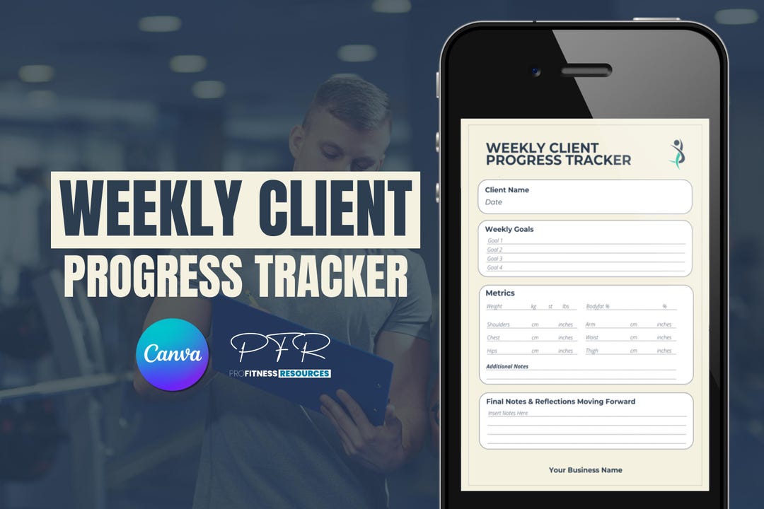 Weekly Client Progress Tracker Template | Editable Canva Template for ...