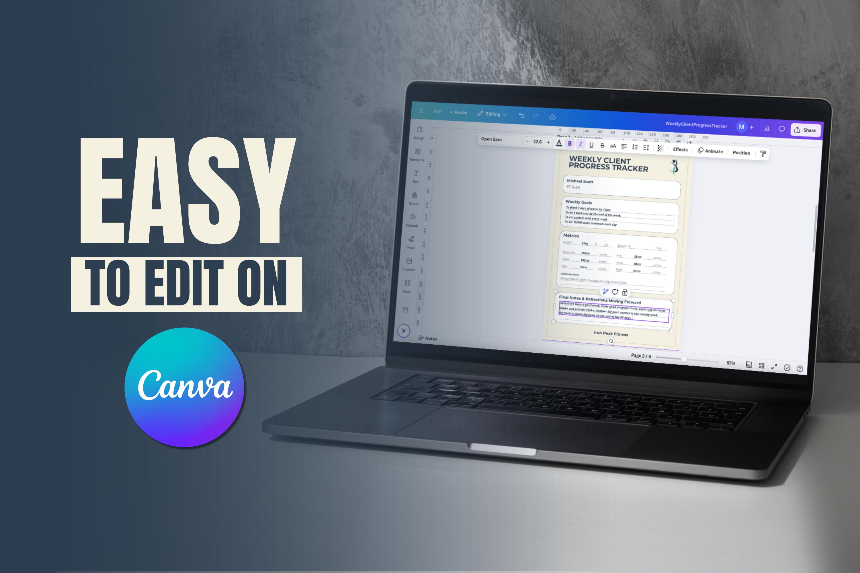 Weekly Client Progress Tracker Template Editable Canva Template for ...