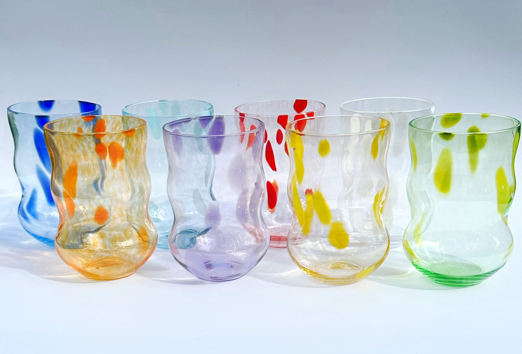 Handblown Drinking Glass Ripple Design | Spotty Body Collection, Tall ...