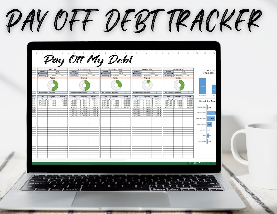 Debt Payoff Tracker Excel Template Spreadsheet - Etsy