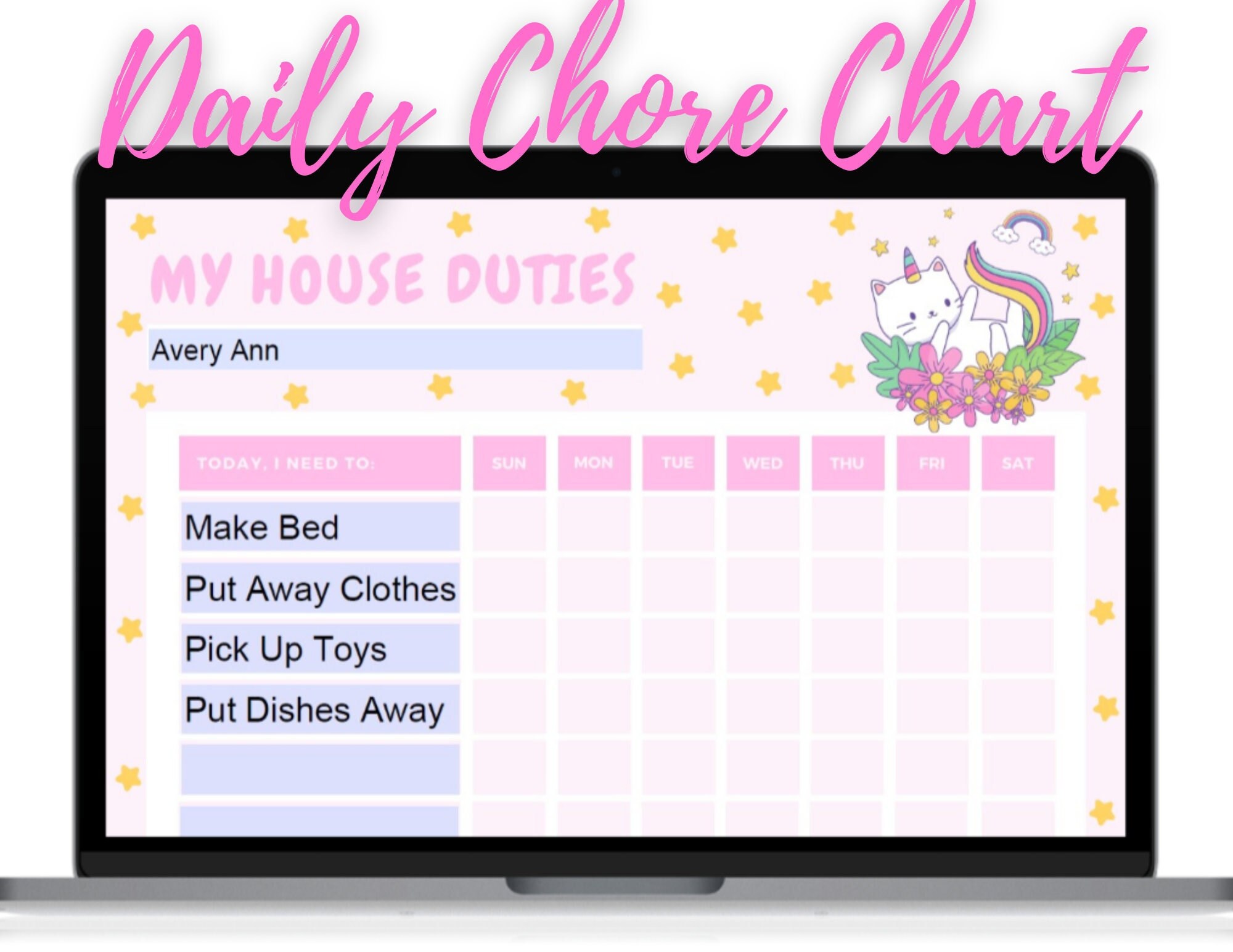 Daily Chore Chart PDF Editable and Printable for Kids and Toddlers ...