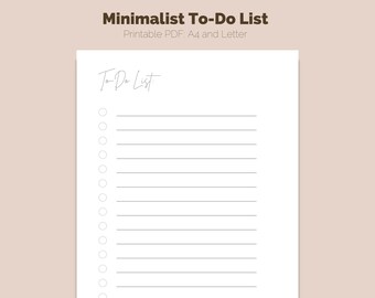 Minimalist Daily to Do List, to Do Lists Simple to Do List Printable to ...