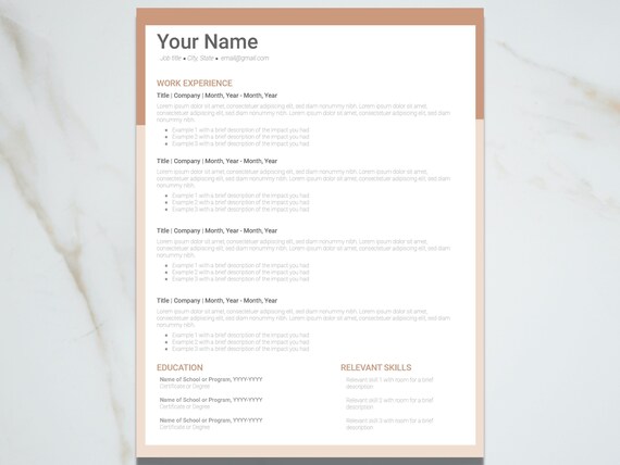 Google Docs Resume Template Customizable Modern Resume - Etsy