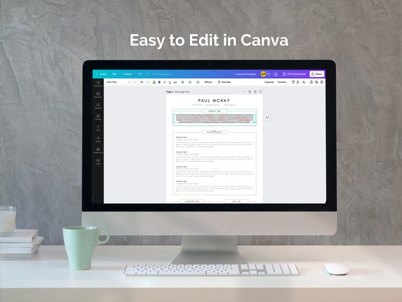 Resume and Cover Letter Template | Canva Resume Template | Modern ...