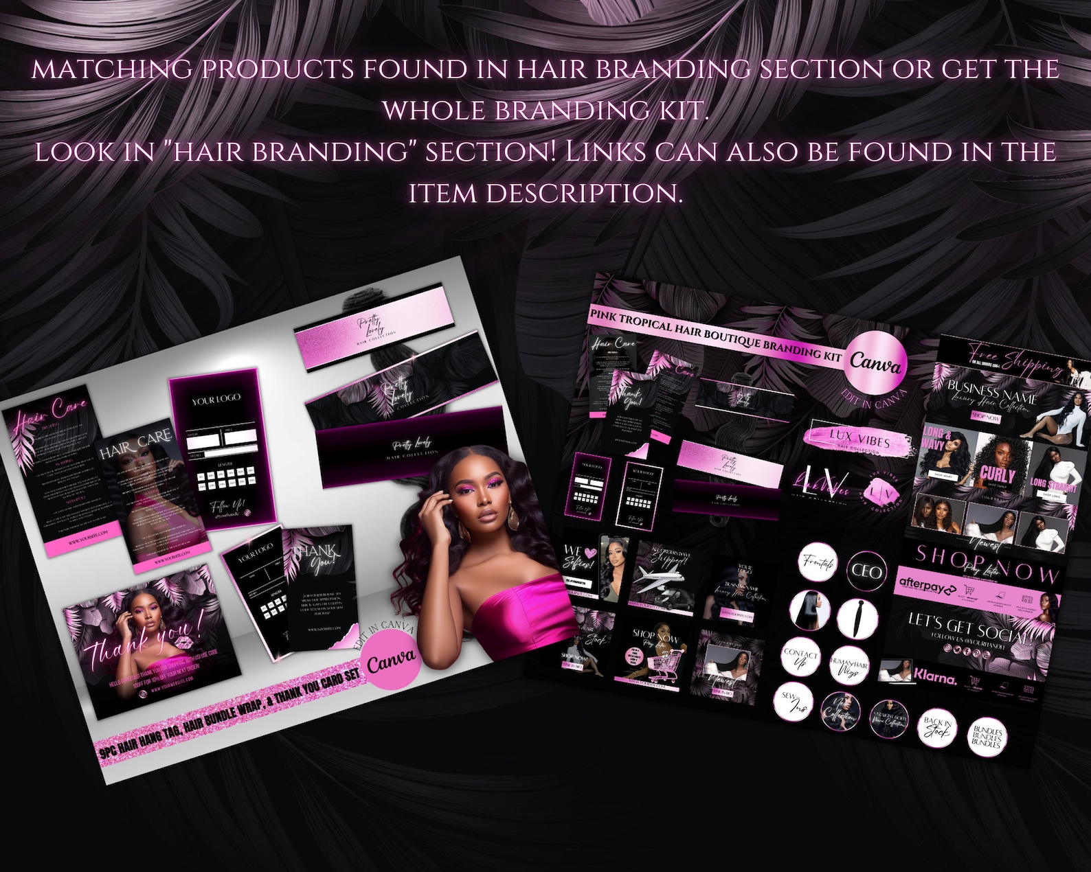 DIY Hair Website Banner Kit Shopify Hair Extensions or Wig Boutique ...