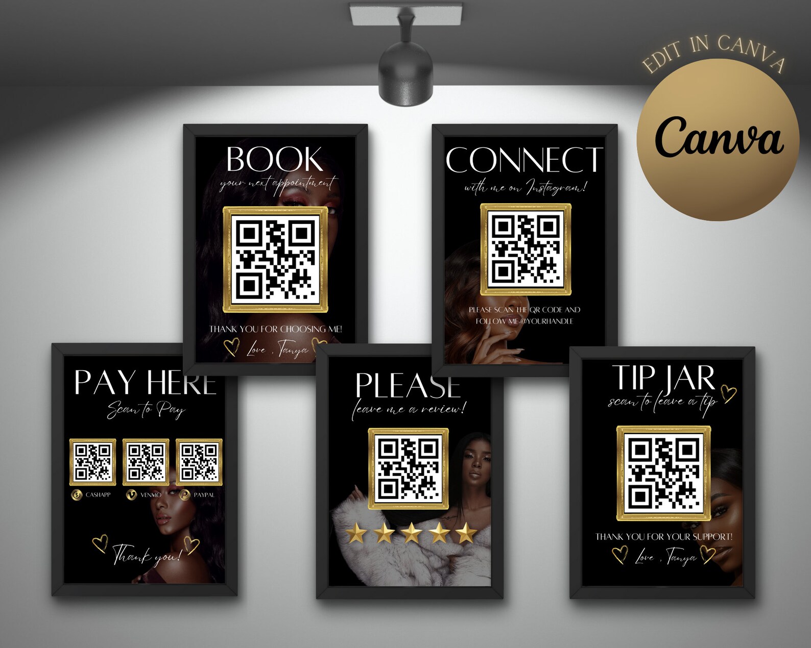 Editable QR Code Display Sign Templates for Hair Salon - Etsy
