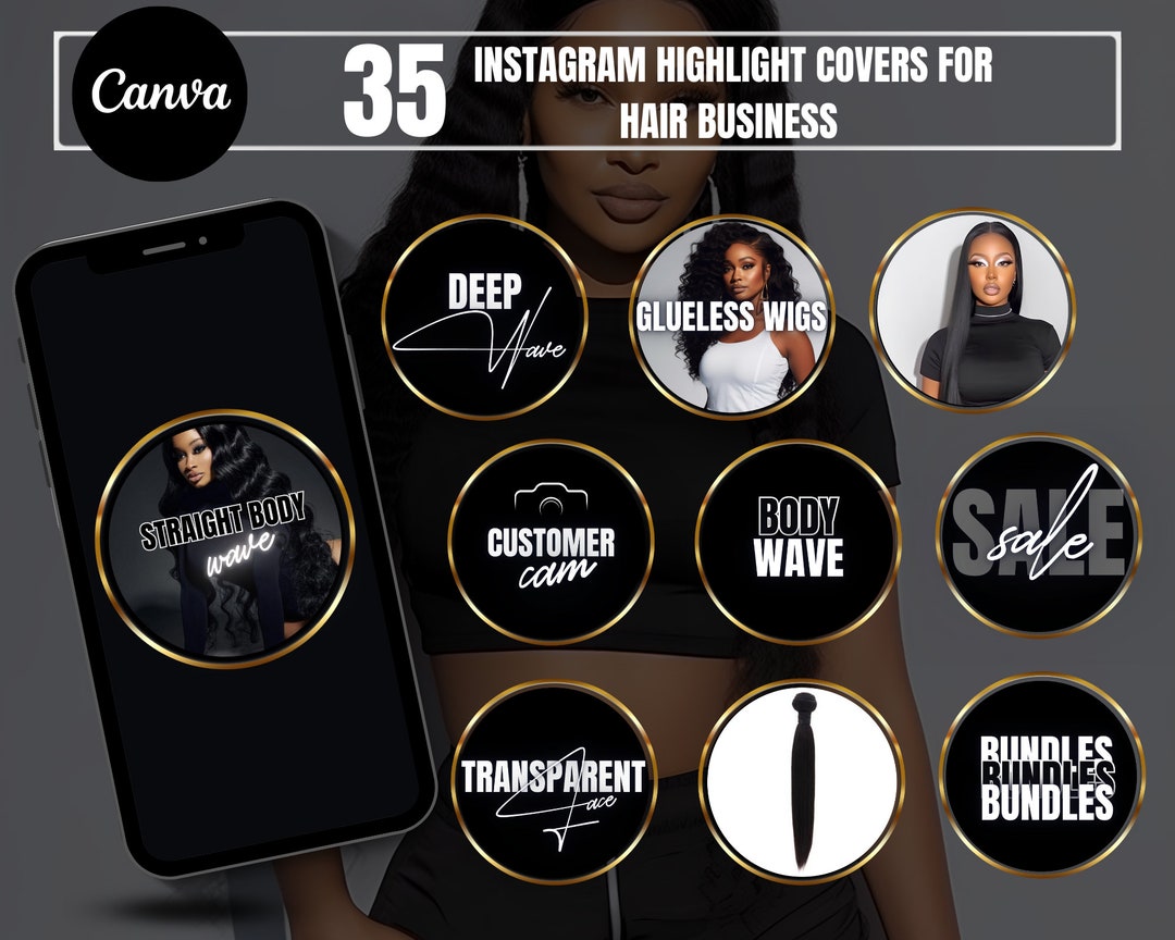 Instagram Highlight Covers for Hair Business| Black, White and Gold ...