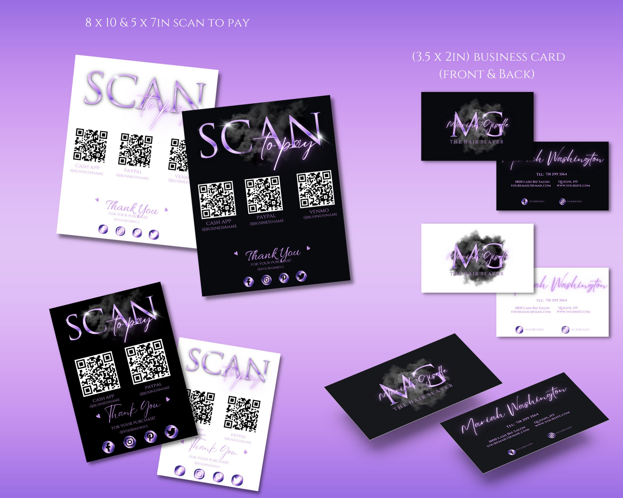 Purple Beauty Branding Kit Set Bundle| Luxury Business Stationery for ...