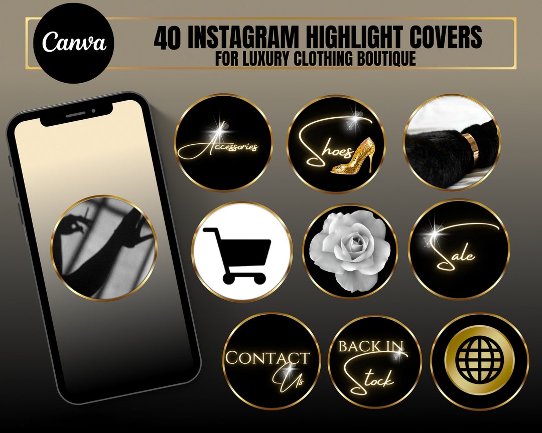 Instagram Highlight Covers for Luxury Clothing Boutique| Black Gold ...