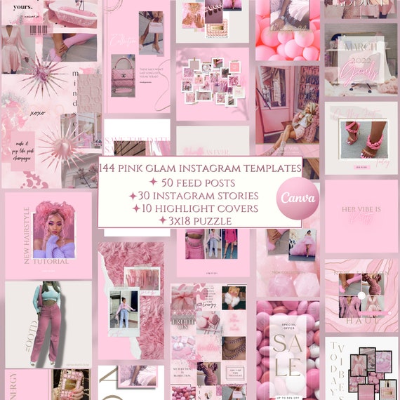 144 Pink Glam Social Media Instagram Templates Instagram Feed - Etsy