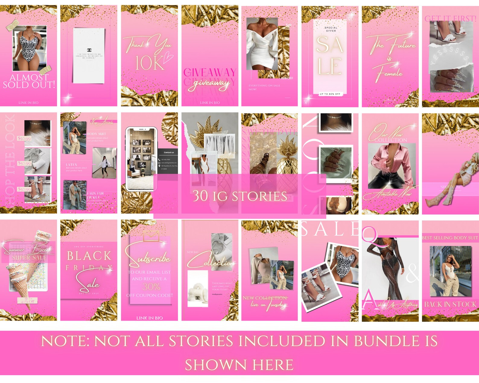 Instagram Post Templates| Ig Branding Kit| Pink and Gold Glam Feed ...