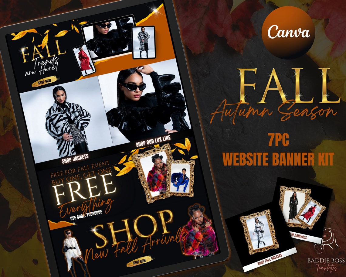 Fall Season Website Banner Kit Web Banner Template Set - Etsy