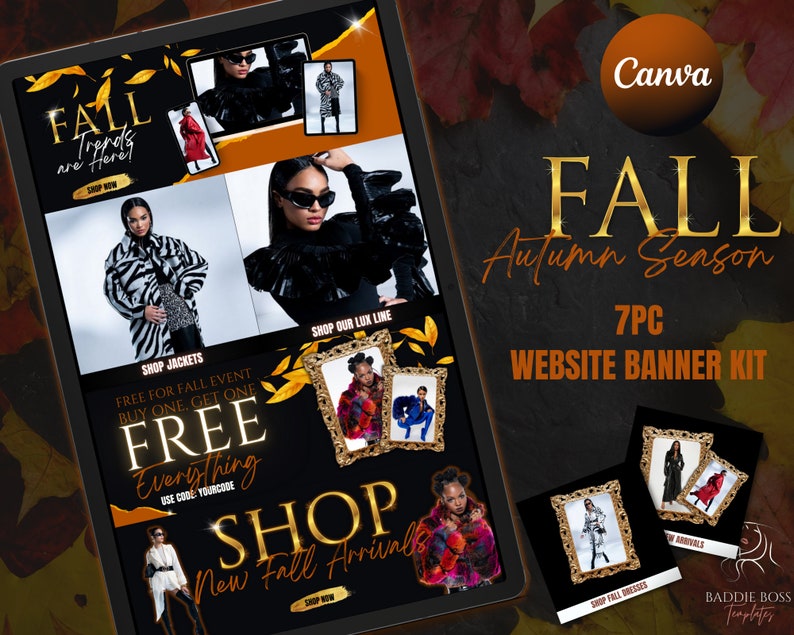 Fall Season Website Banner Kit Web Banner Template Set - Etsy