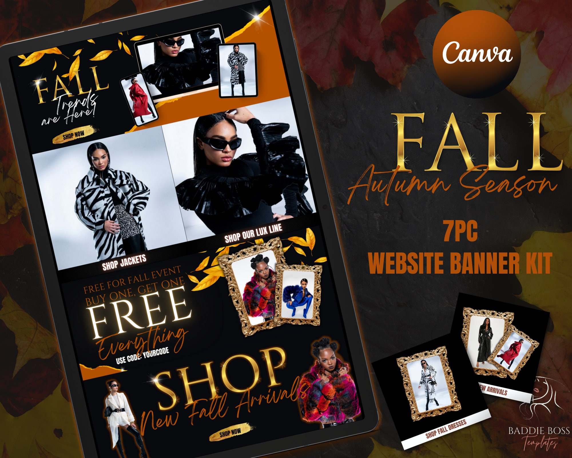 Fall Season Website Banner Kit| Web Banner Template Set| Clothing ...