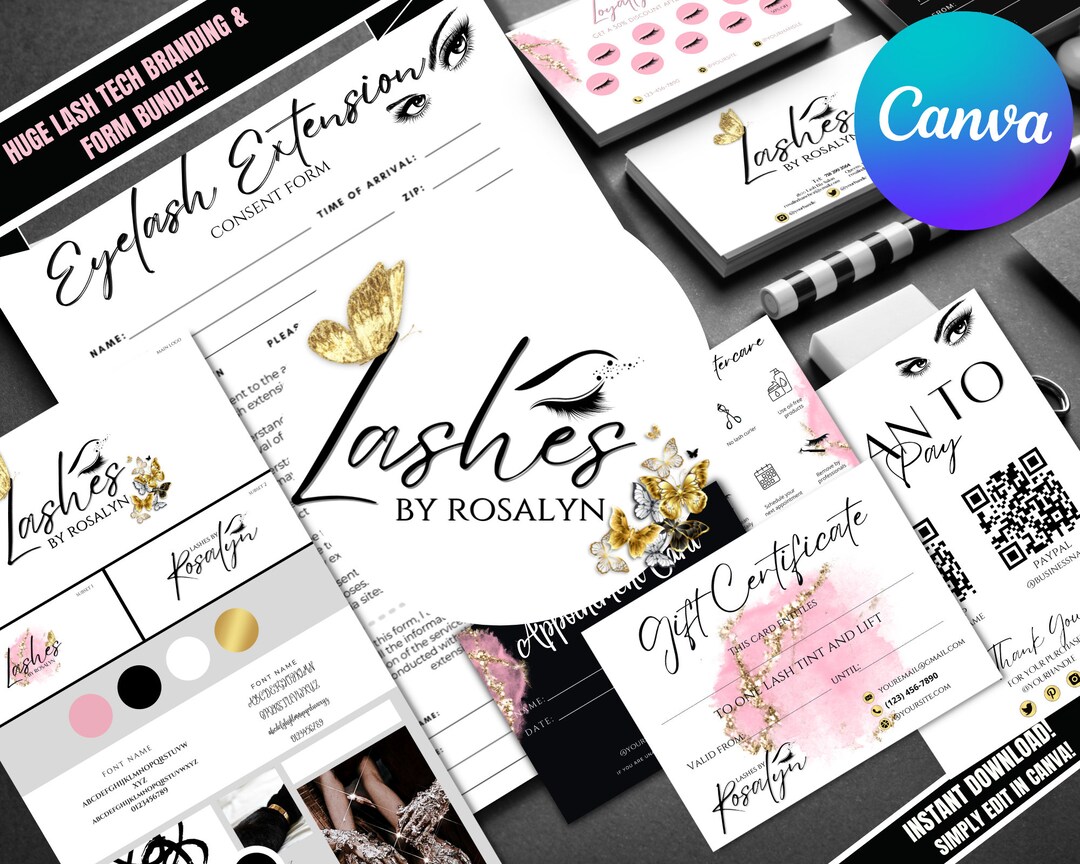 DIY Eyelash Tech Branding Kit Bundle| Eyelash Logo Set| Lash Tech ...