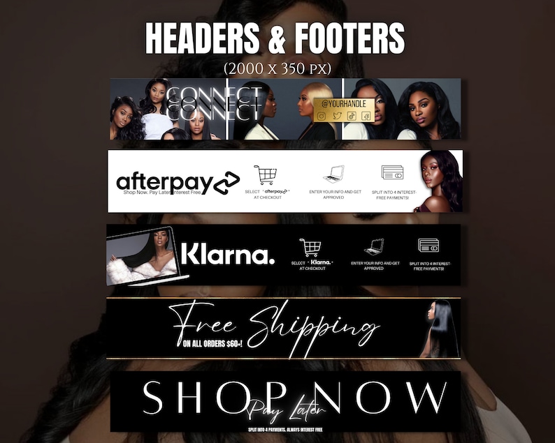 DIY Hair Website Banner Kit Shopify Wix Hair Extensions or - Etsy