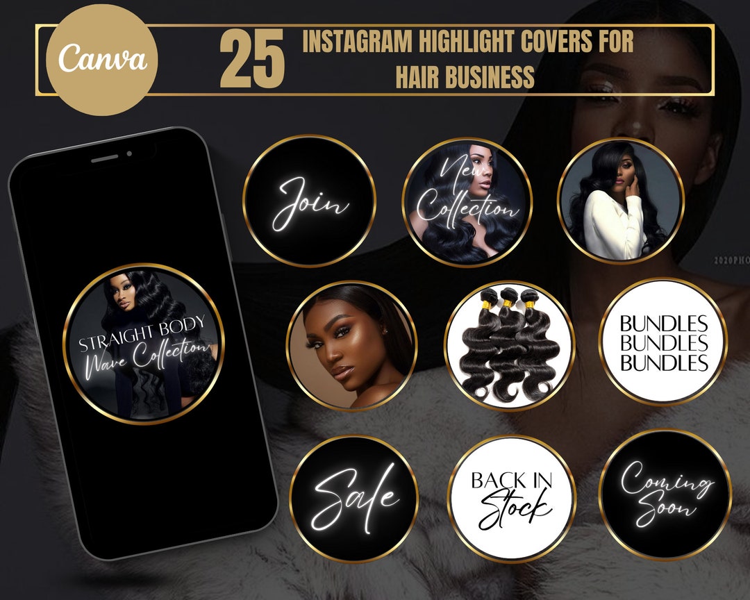 Instagram Highlight Covers for Hair Business| Luxury Black Gold Story ...
