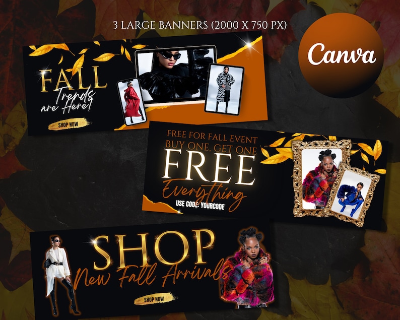 Fall Season Website Banner Kit Web Banner Template Set - Etsy