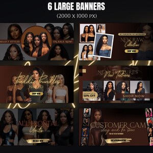 DIY Hair Website Banner Kit| Shopify Hair Extensions or Wig Boutique ...