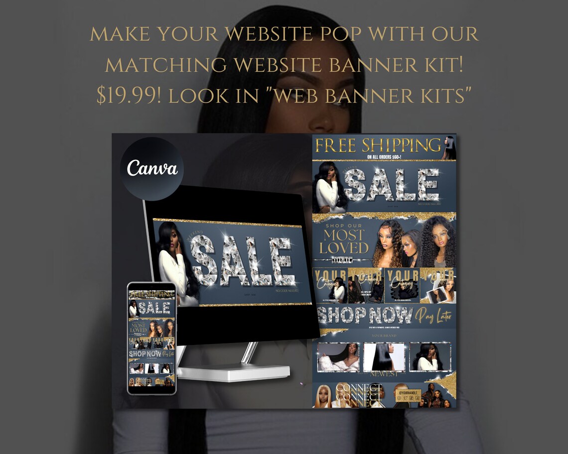 Luxury Hair Bundle Wrap Hang Tags and Thank You Card Kit DIY - Etsy