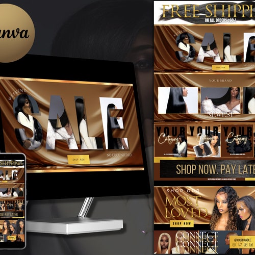 DIY Hair Website Banner Kit Shopify Hair Extensions or Wig - Etsy