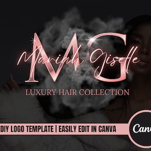 DIY Beauty Logo Template| Luxury Brand Rose Gold Watercolor Cloud Logo ...