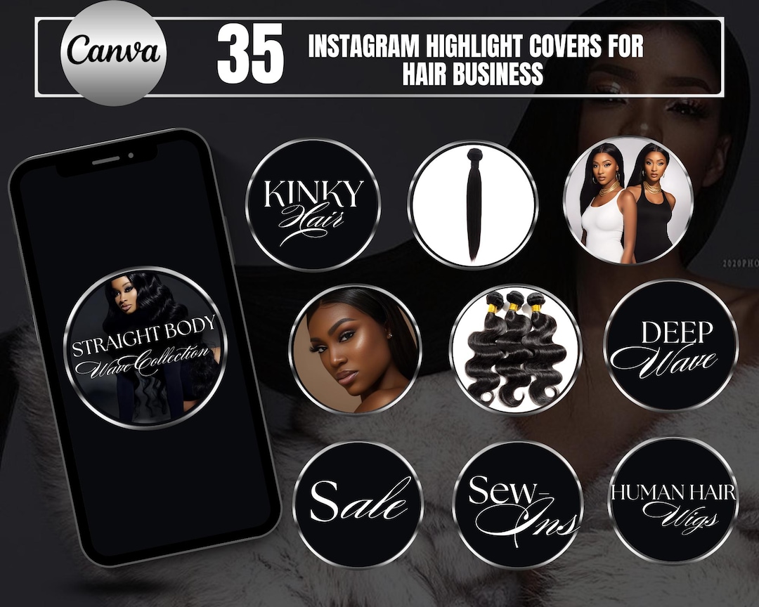 Instagram Highlight Covers for Hair Business| Luxury Black Silver Story ...