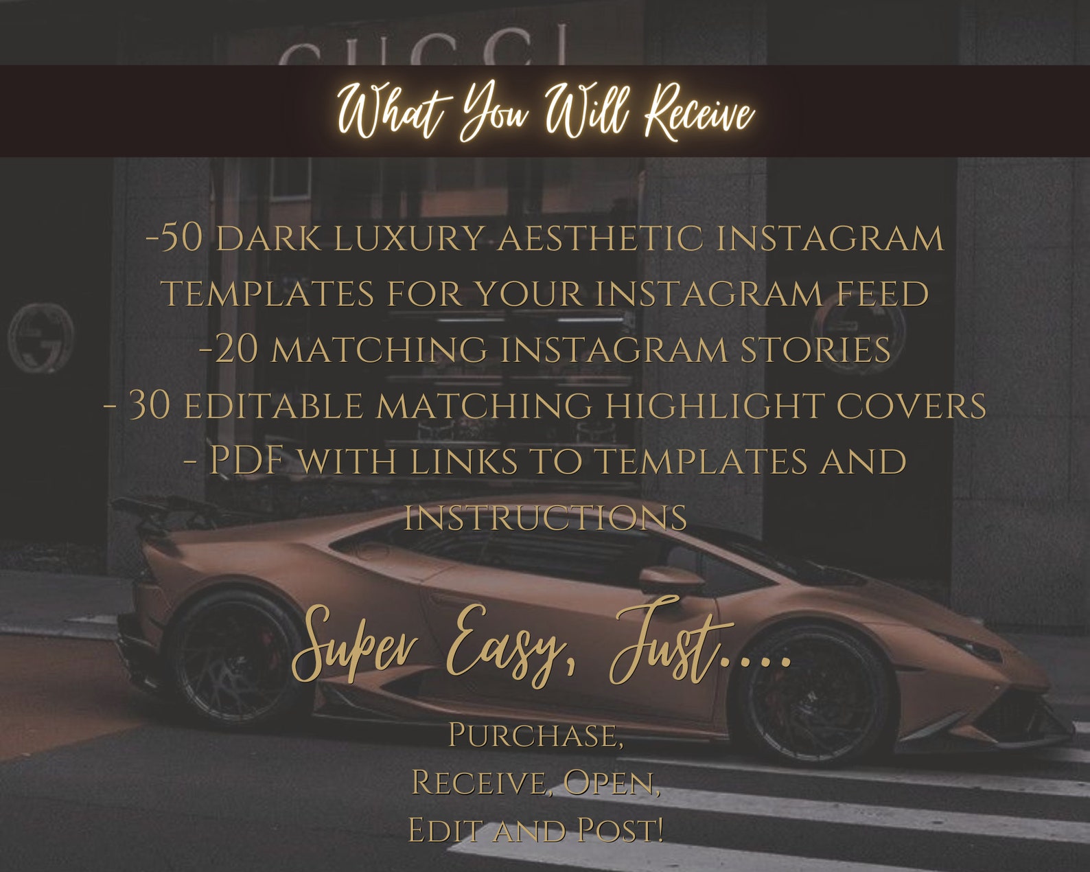 Instagram Post Templates| Dark Luxury Blogger| Black Luxurious Social ...