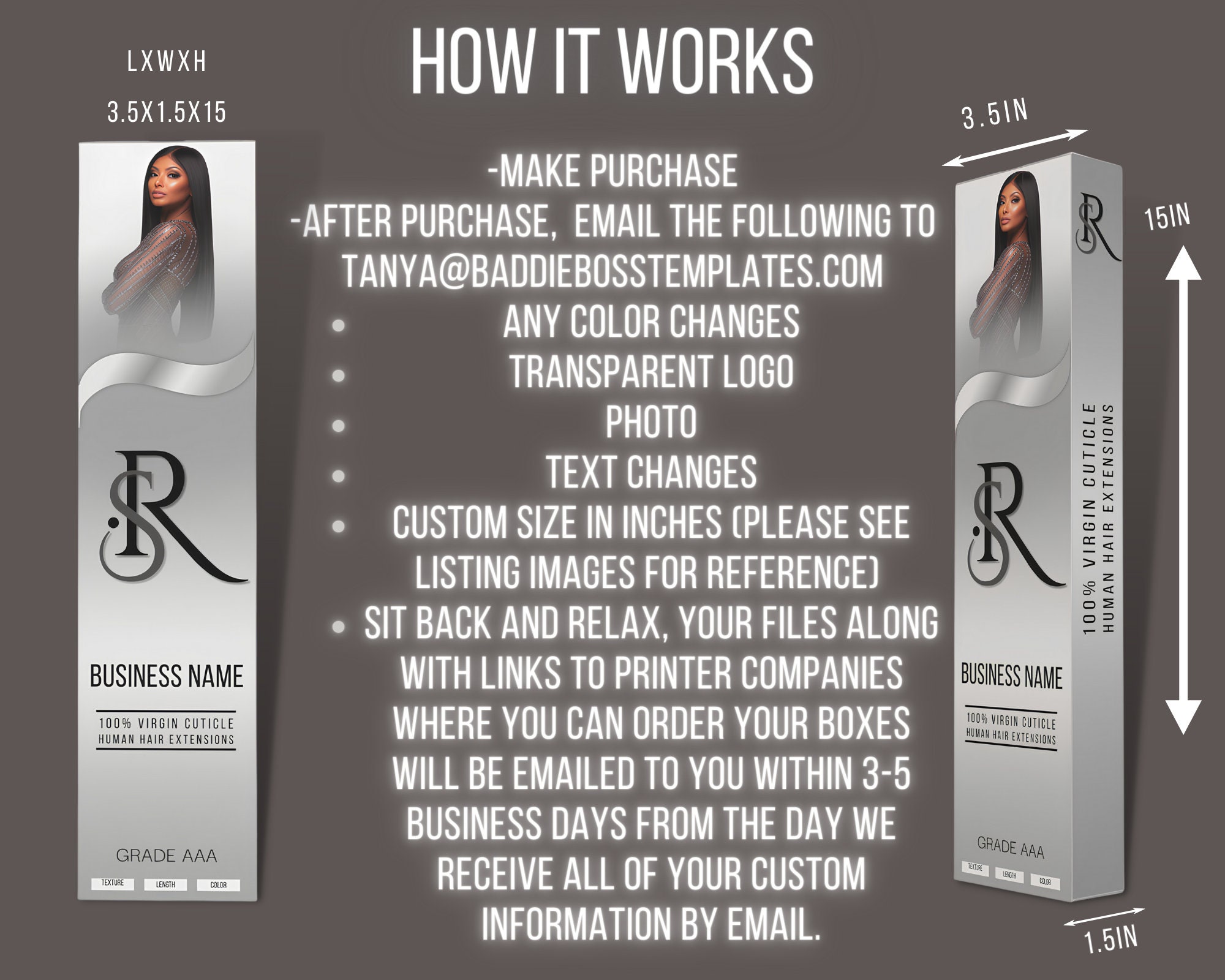 DESIGN ONLY| Hair Extensions Box Design Customized to Your Business ...
