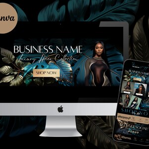 DIY Hair Website Banner Kit| Shopify Hair Extensions or Wig Boutique ...
