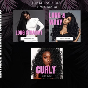 DIY Hair Website Banner Kit| Shopify Hair Extensions or Wig Boutique ...