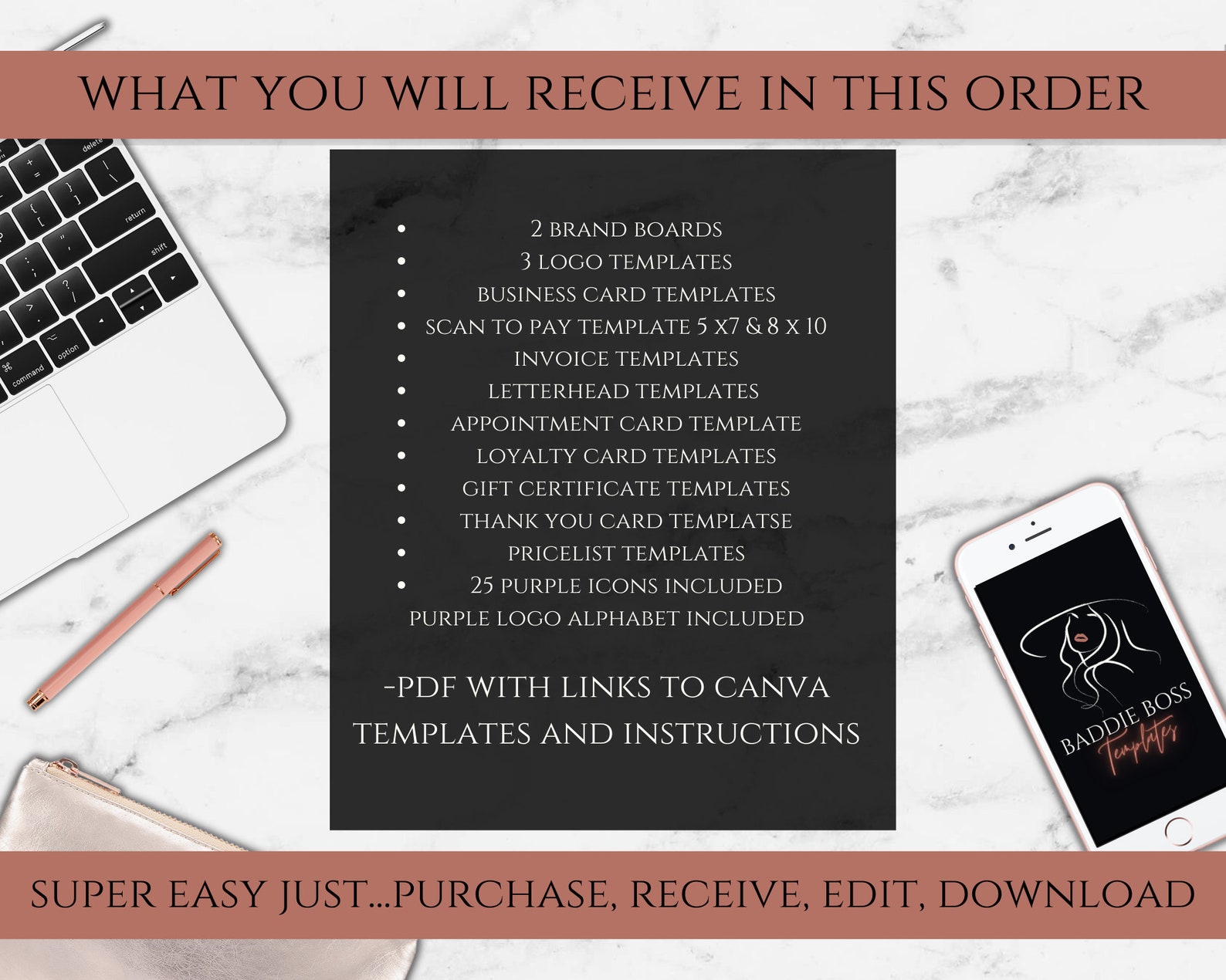 Purple Beauty Branding Kit Set Bundle Luxury Business - Etsy