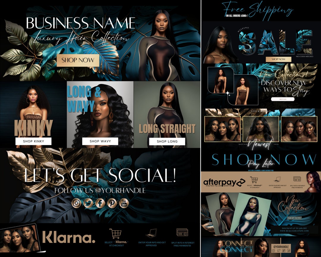 DIY Hair Website Banner Kit| Shopify Hair Extensions or Wig Boutique ...