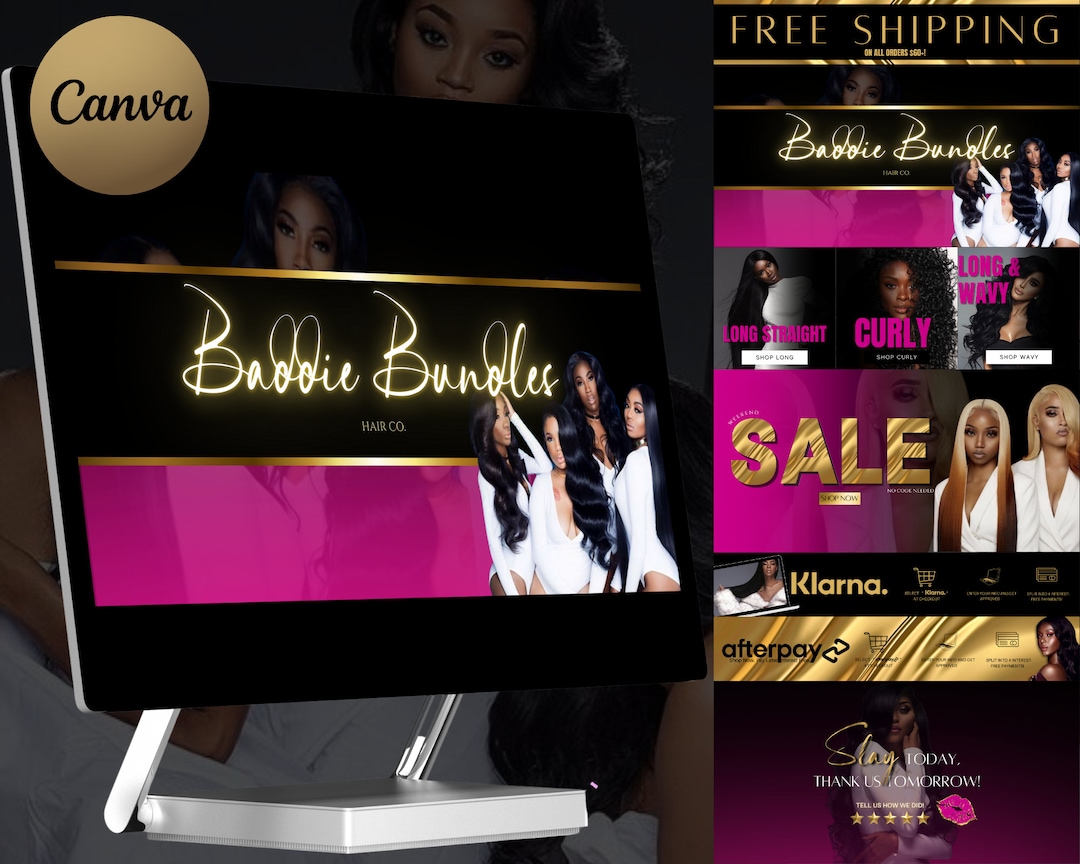 DIY Hair Website Banner Kit| Shopify Hair Extensions or Wig Boutique ...