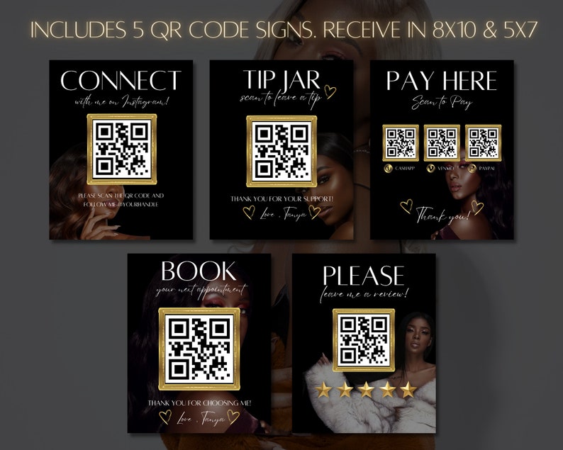 Editable QR Code Display Sign Templates for Hair Salon| Printable| Wig ...