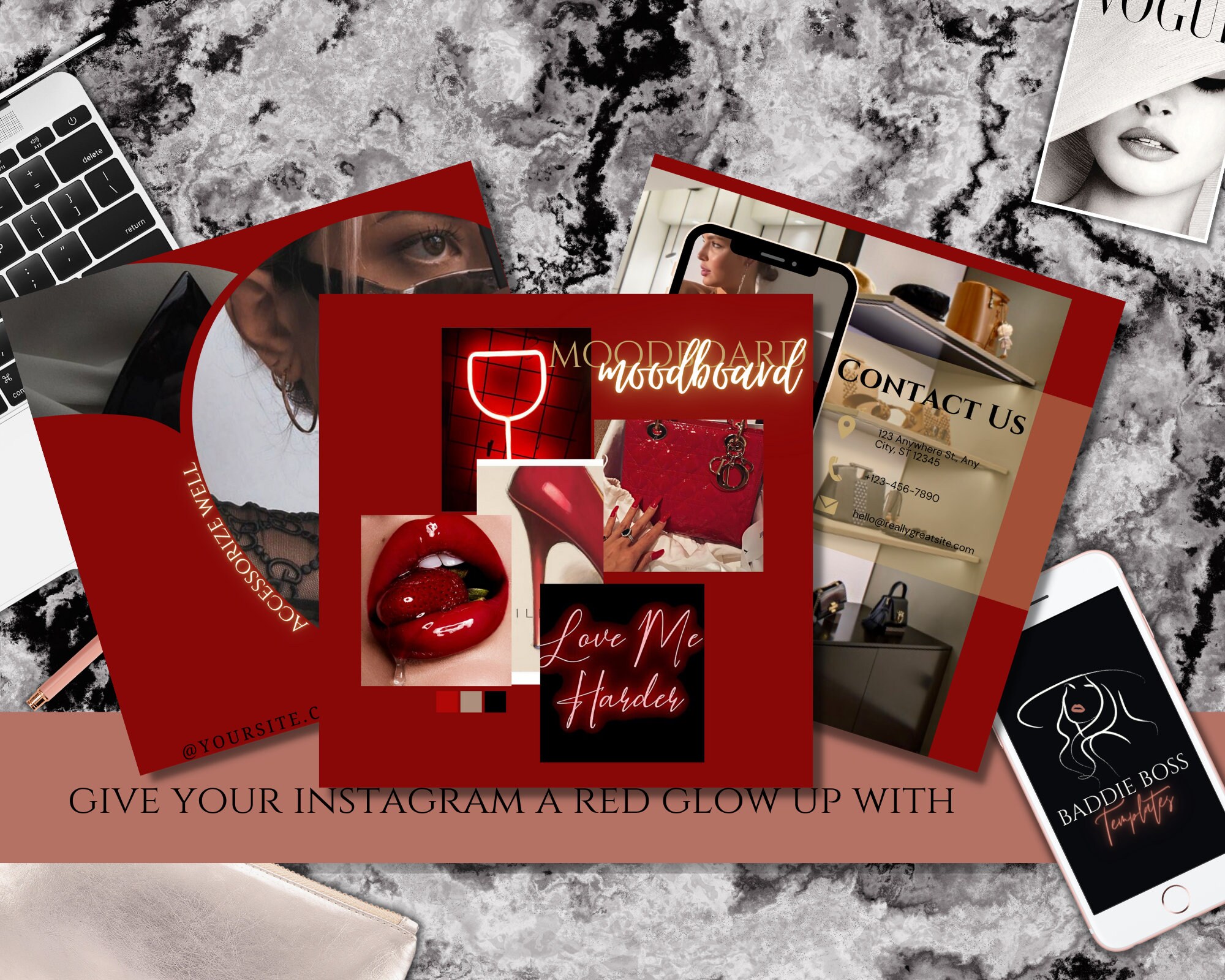 70 Red Luxury Instagram Post Templates for Blogger or Fashion Ecommerce ...