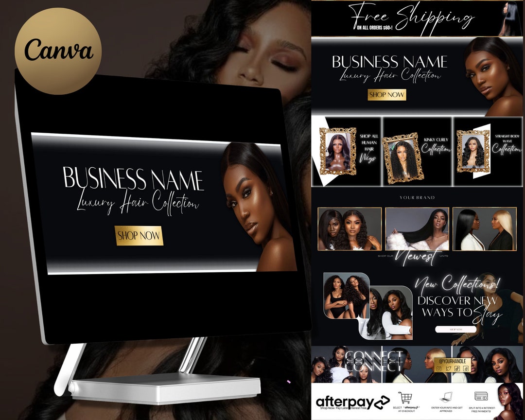 DIY Hair Website Banner Kit| Shopify Wix Hair Extensions or Wig ...