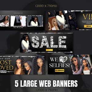 DIY Hair Website Banner Kit| Shopify Hair Extensions or Wig Boutique ...