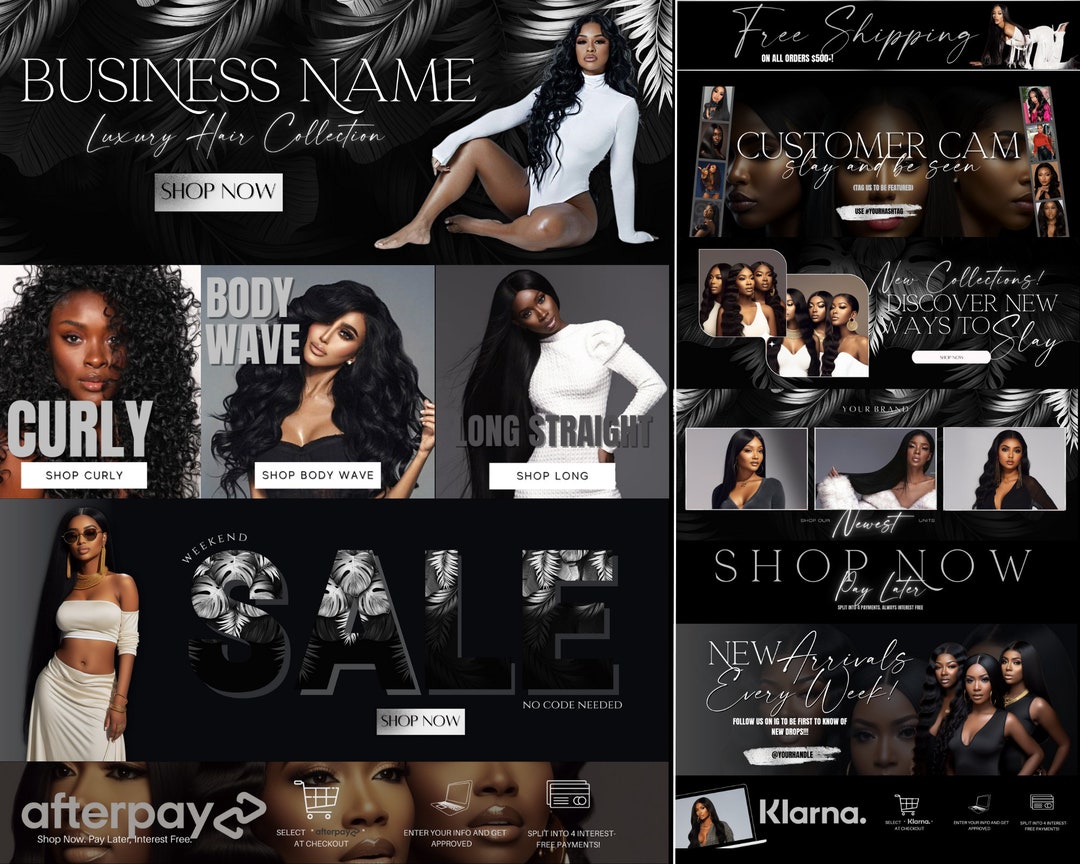 DIY Hair Website Banner Kit| Shopify Hair Extensions or Wig Boutique ...
