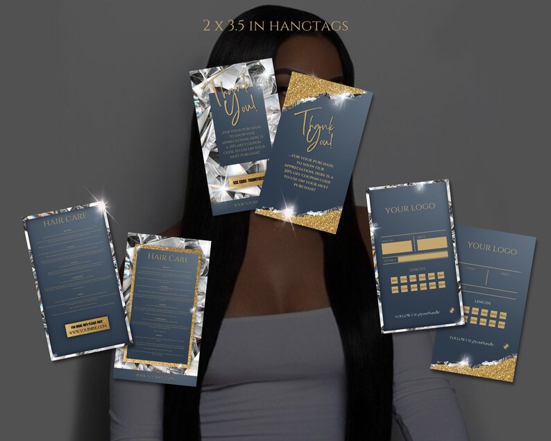 Luxury Hair Bundle Wrap Hang Tags and Thank You Card Kit DIY - Etsy