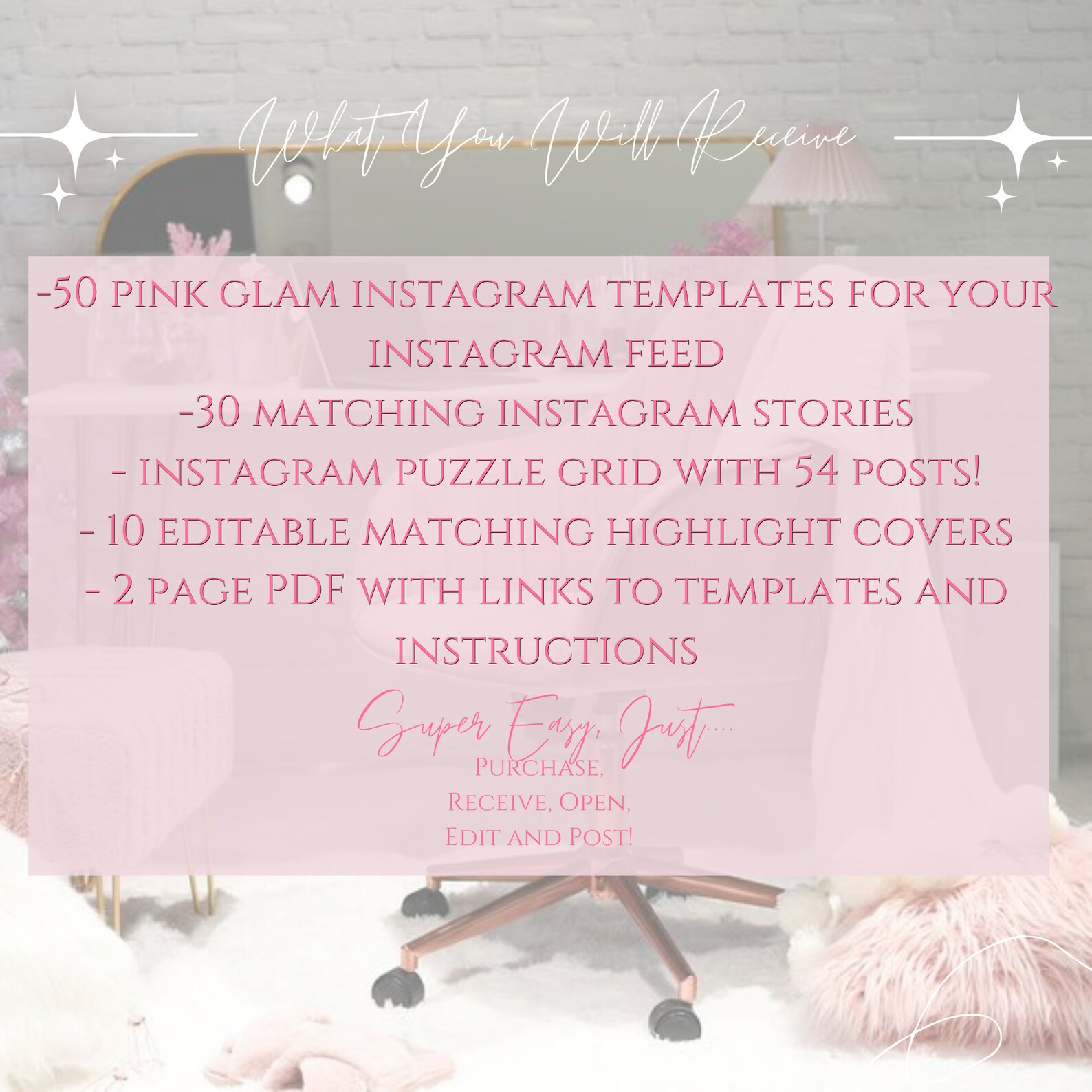 144 Pink Glam Social Media Instagram Templates Instagram Feed - Etsy