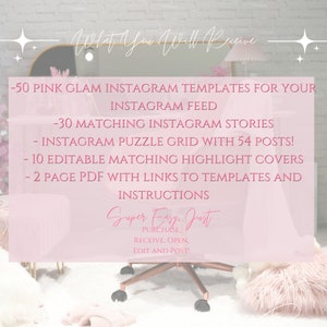 144 Pink Glam Social Media Instagram Templates| Instagram Feed Posts ...