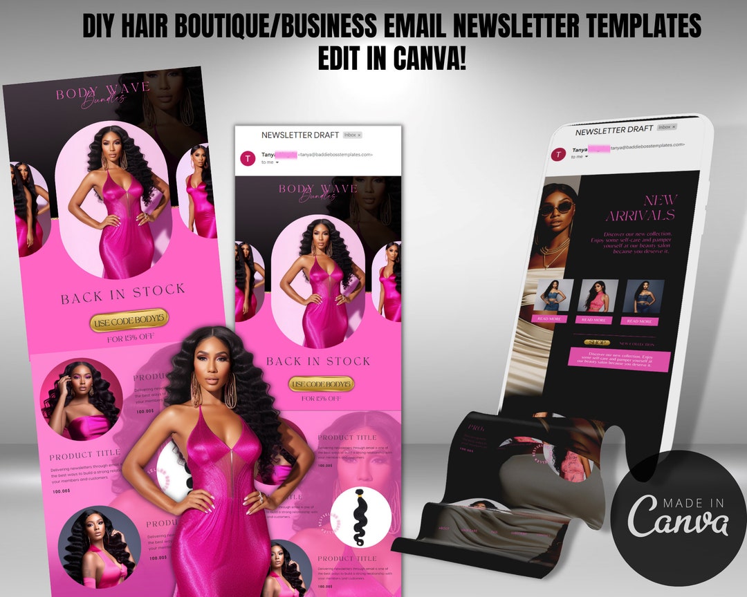 Email Marketing Newsletter Templates for Hair Extensions and Wig ...