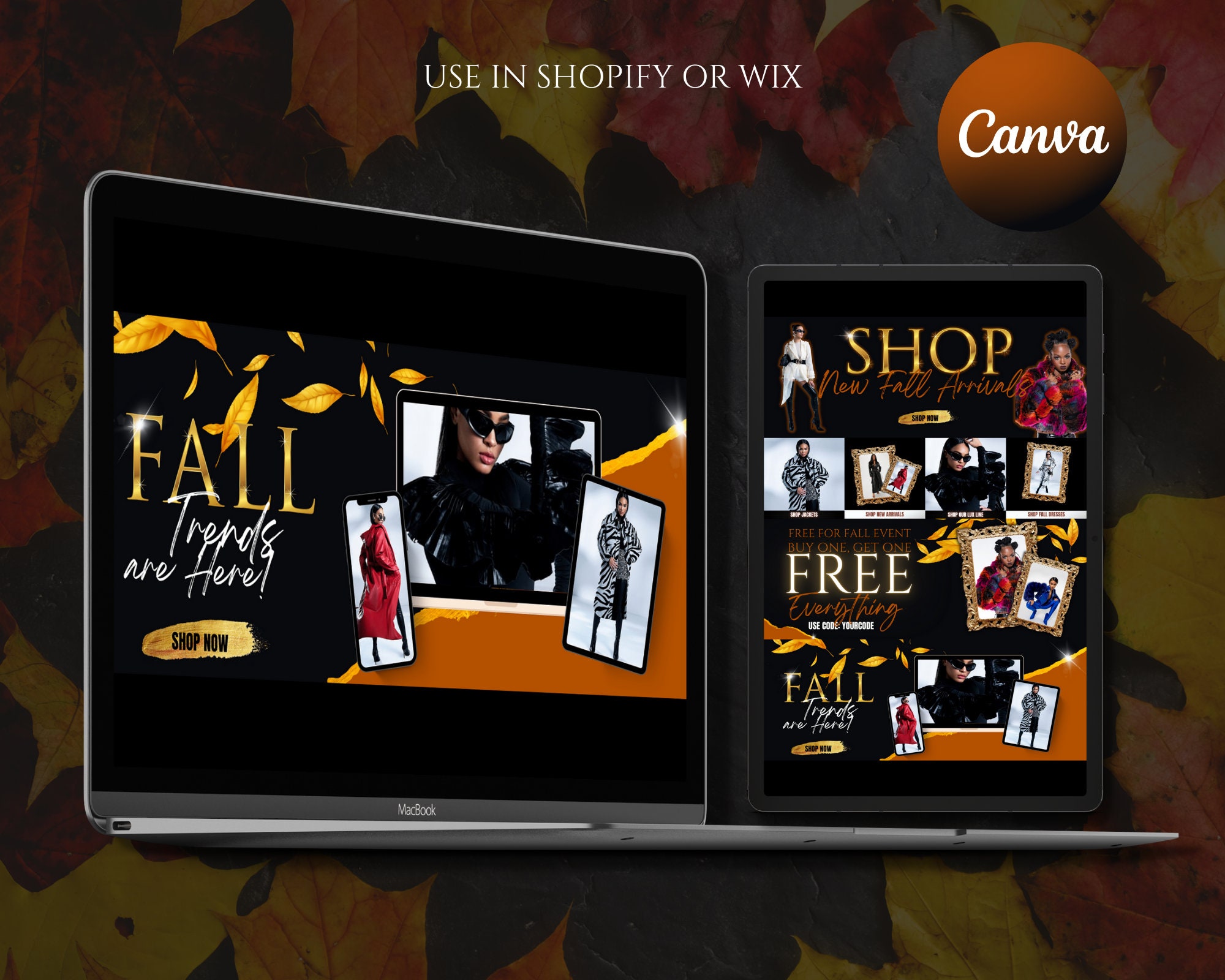 Fall Season Website Banner Kit Web Banner Template Set - Etsy