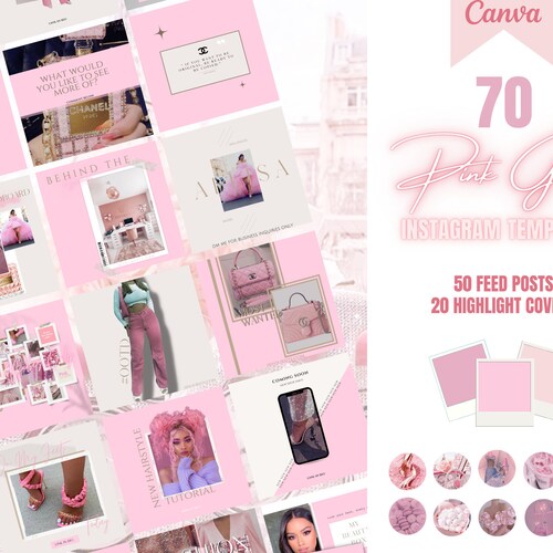 144 Pink Glam Social Media Instagram Templates Instagram Feed - Etsy