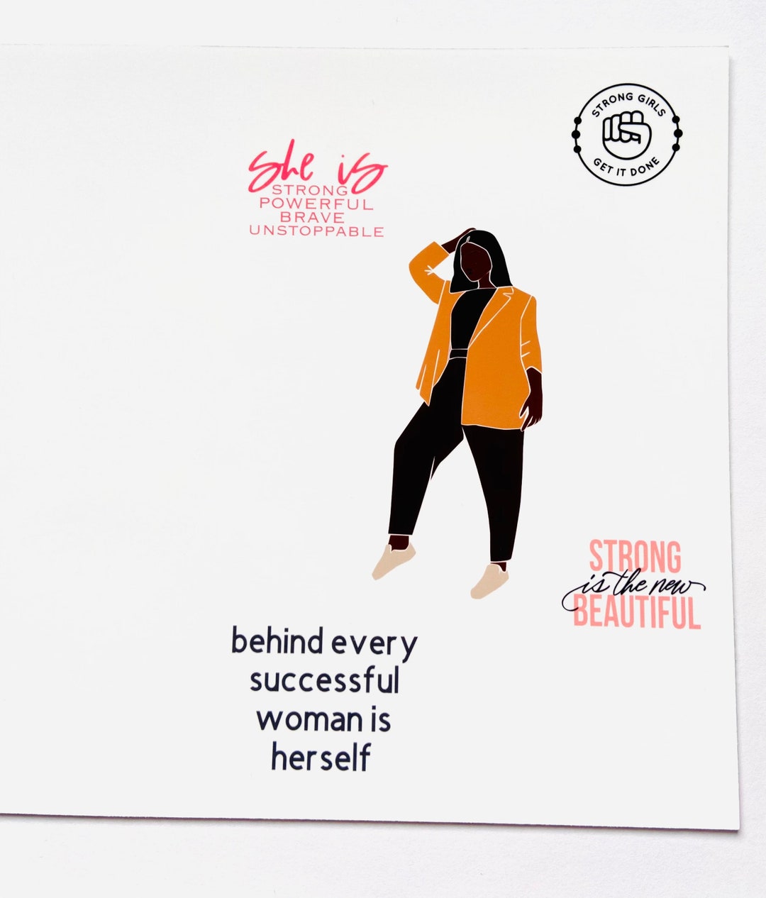 Strong Woman Card: Empowered Woman Art, Birthday, Mother's Day - Etsy