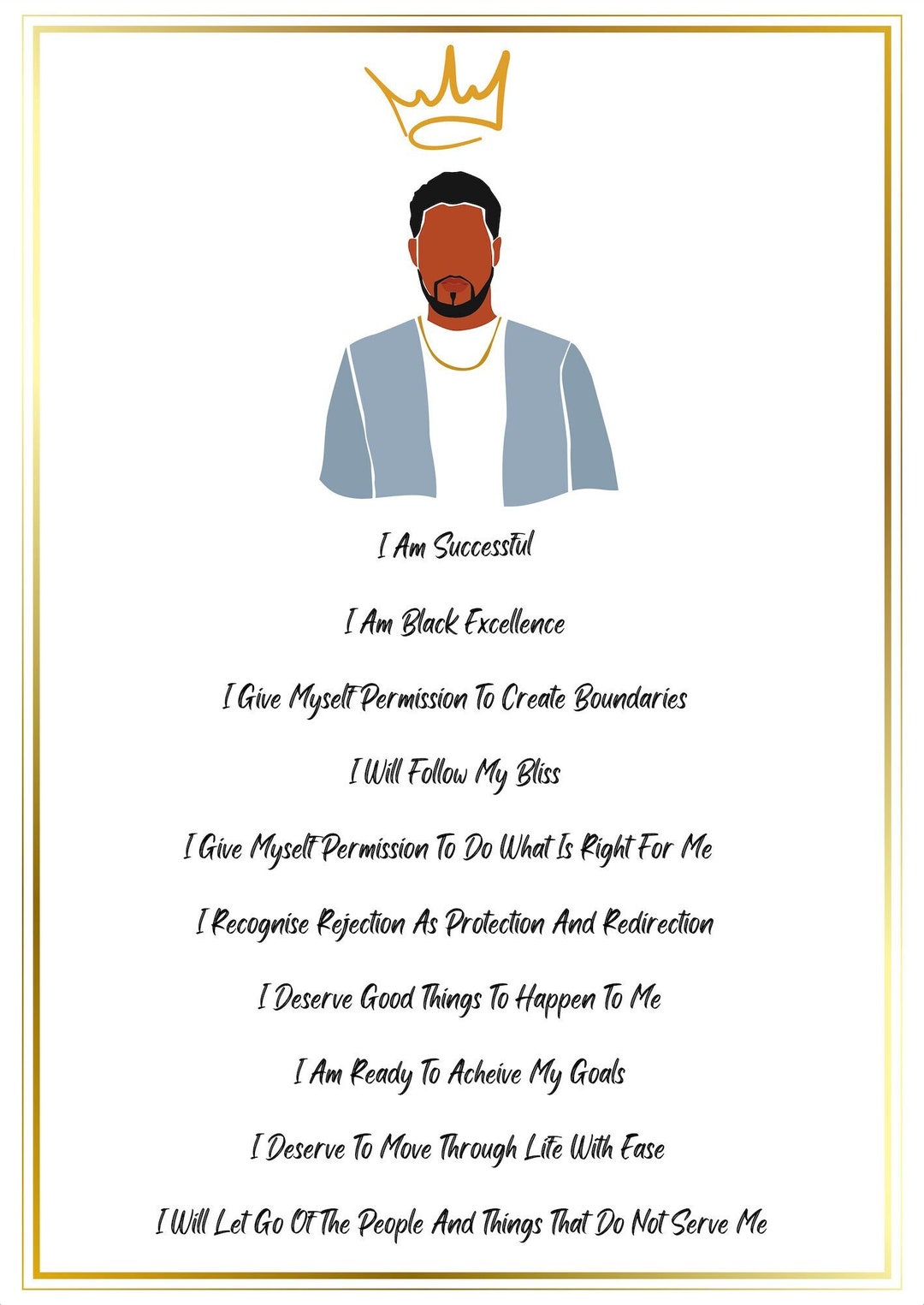 Black Man Affirmations Digital Print Daily Affirmations - Etsy