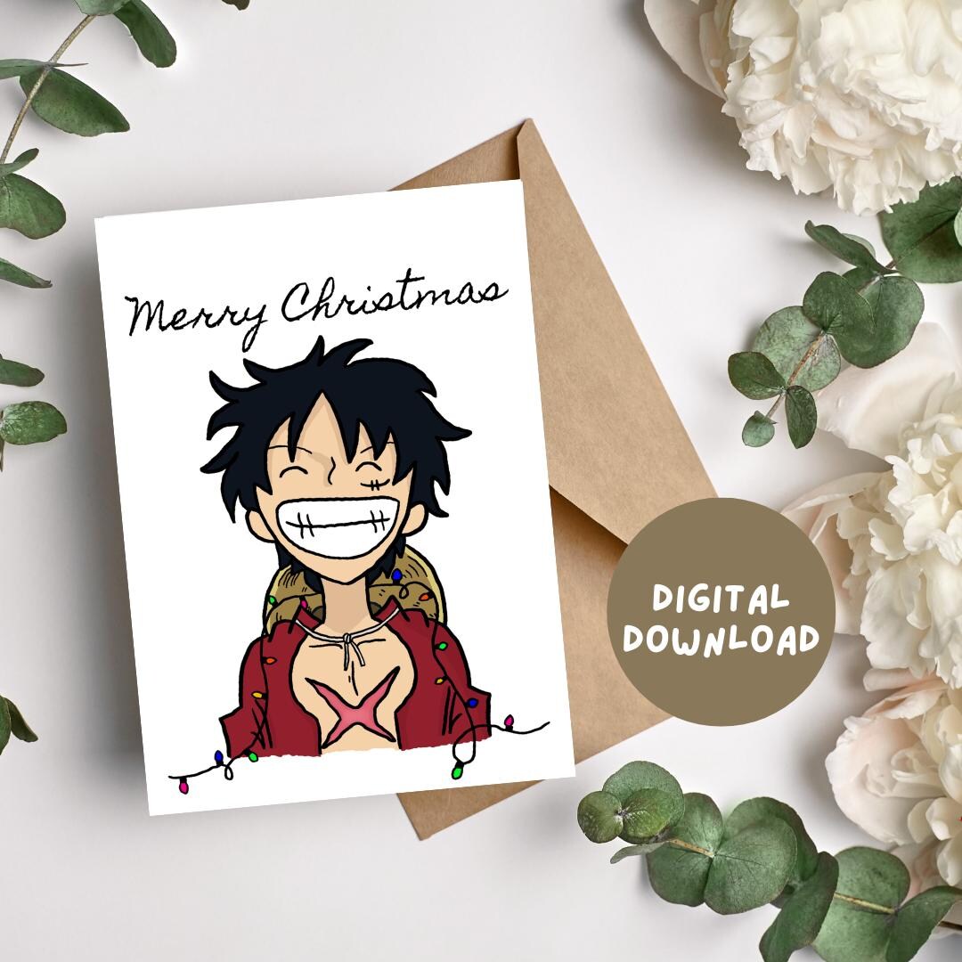 Anime Christmas Holiday Card | PDF Instant Download | Anime Holiday ...