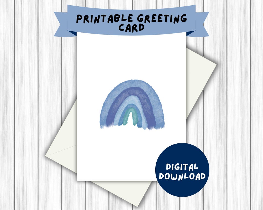 Printable Rainbow Greeting Card, Blank Thank You Card (digital Download ...