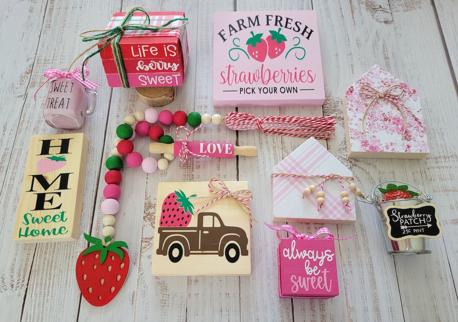 Strawberry Tiered Tray Decor Bundle, Tiered Tray, Strawberry Decor ...